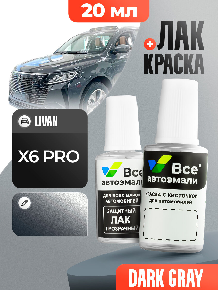 Подкраска (штрих-корректор) для сколов и царапин LIVAN | DARK GRAY (20 мл.)