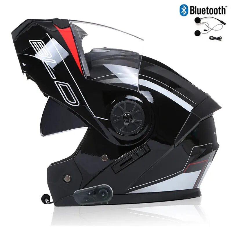 Мужские мотоциклетные шлемы с Bluetooth, анфас, Casco для мотоциклов, мужские шлемы для Черный, M, 9