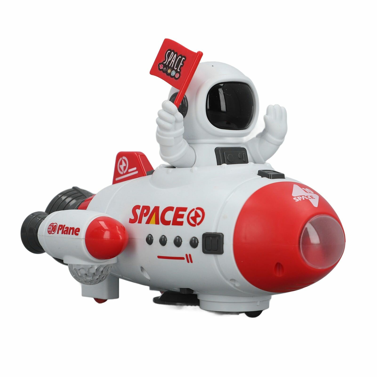 Игрушка-космический корабль астронавта, вращающаяся на 360 градусов, электрическая, с подсветкой, с музыкальным эффектом для детей, красная