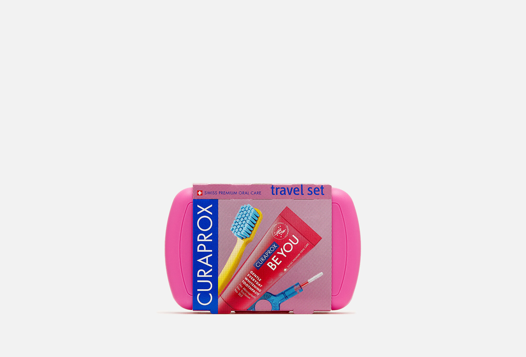 Дорожный набор по уходу за полостью рта CURAPROX Be you pink Розовый