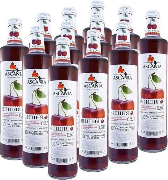 Аскания Вишня 0,5л./12шт. Стекло Аскания Напиток газированный Россия