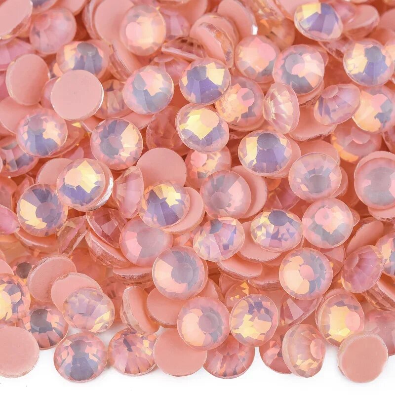 Стразы стеклянные розовые опаловые Champagne opal Mix Size--1440pcs