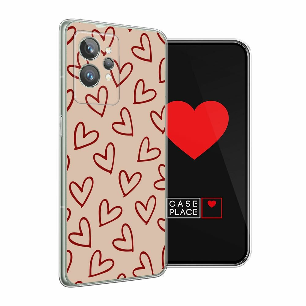 Чехол на Realme GT 2 Pro / Реалми GT 2 Про с принтом "Little hearts doodles 1 - 14 февраля" — фото 1