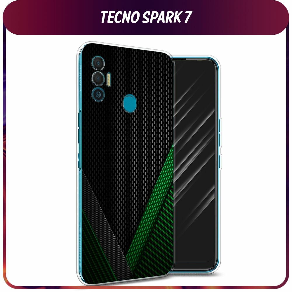 Чехол на Tecno Spark 7 / Техно Спарк 7 с принтом "Зеленый карбон"