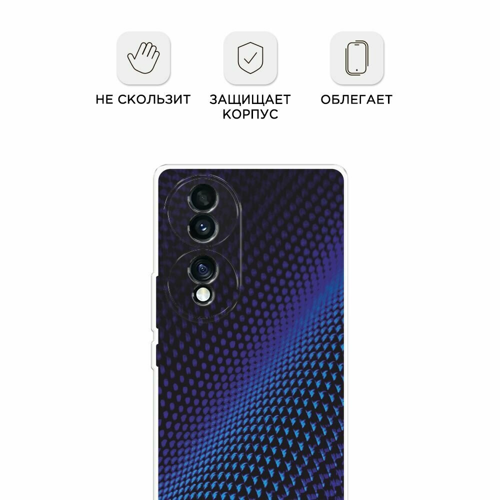 Силиконовый чехол на Honor 70 / Хонор 70 с принтом "Синий карбон" — фото 1