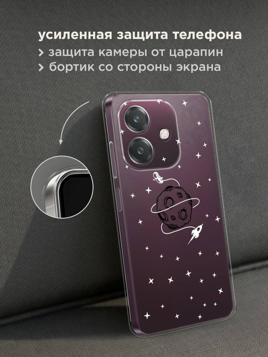 Чехол на Oppo A3/A3x / Оппо А3/A3x с принтом "Полет вокруг луны", прозрачный — фото 1