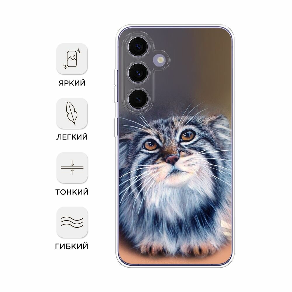 Чехол на Samsung Galaxy S24 Plus / Самсунг S24 Plus с принтом "Кот манул 2" — фото 1