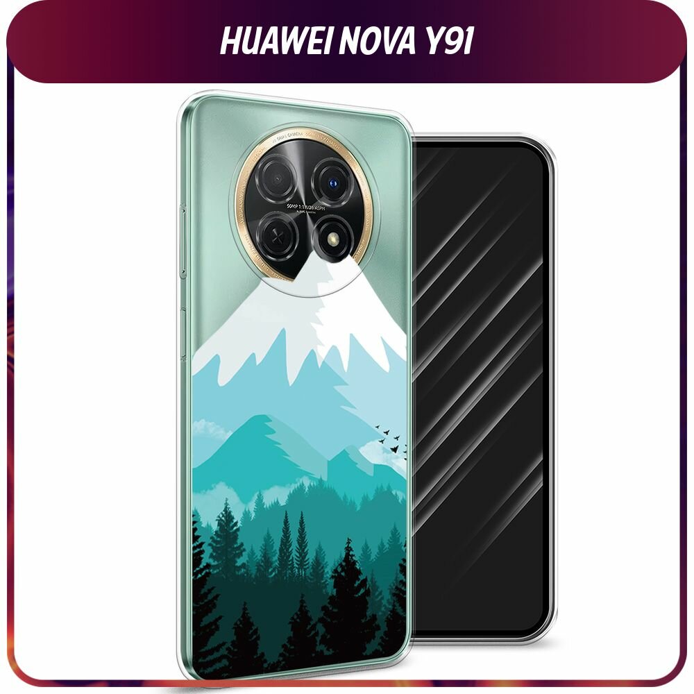 Чехол на Huawei Nova Y91 / Хуавей Нова Y91 с принтом "Синяя снежная гора", прозрачный