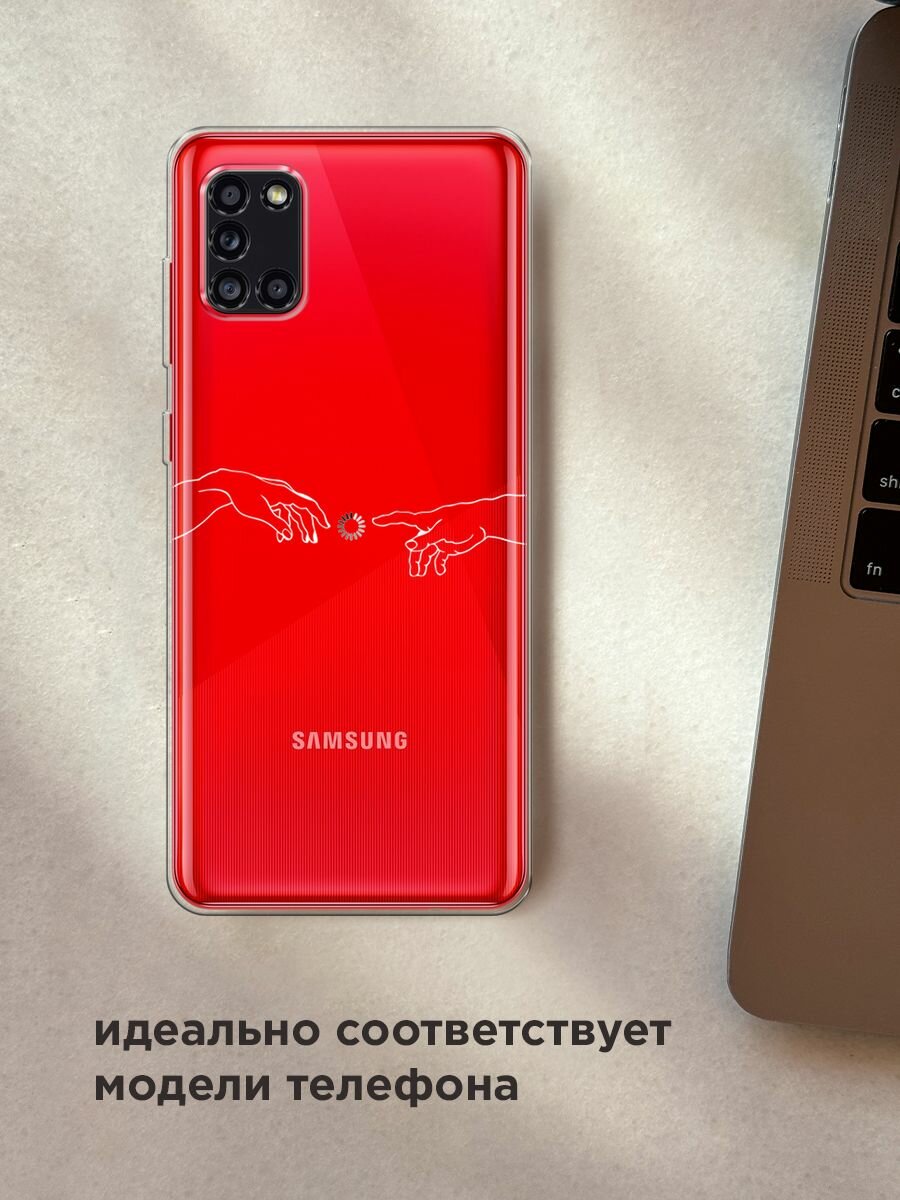 Чехол на Samsung Galaxy A31 / Самсунг Галакси А31 с принтом "Загрузка творения", прозрачный — фото 1