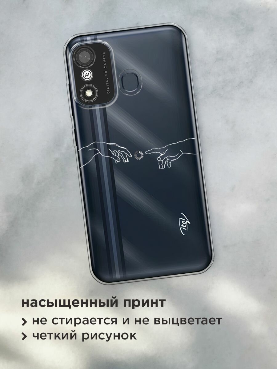 Чехол на Itel A27 / Ител А27 с принтом "Загрузка творения", прозрачный — фото 1