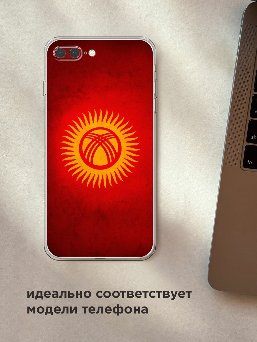 Чехол на Apple iPhone 7 Plus / Айфон 7 Плюс с принтом "Флаг Киргизии" — фото 1