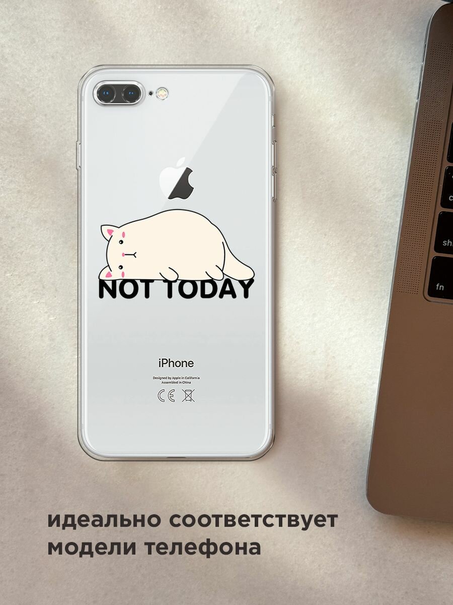 Чехол на Apple iPhone 7 Plus / Айфон 7 Плюс с принтом "Cat not today", прозрачный — фото 1