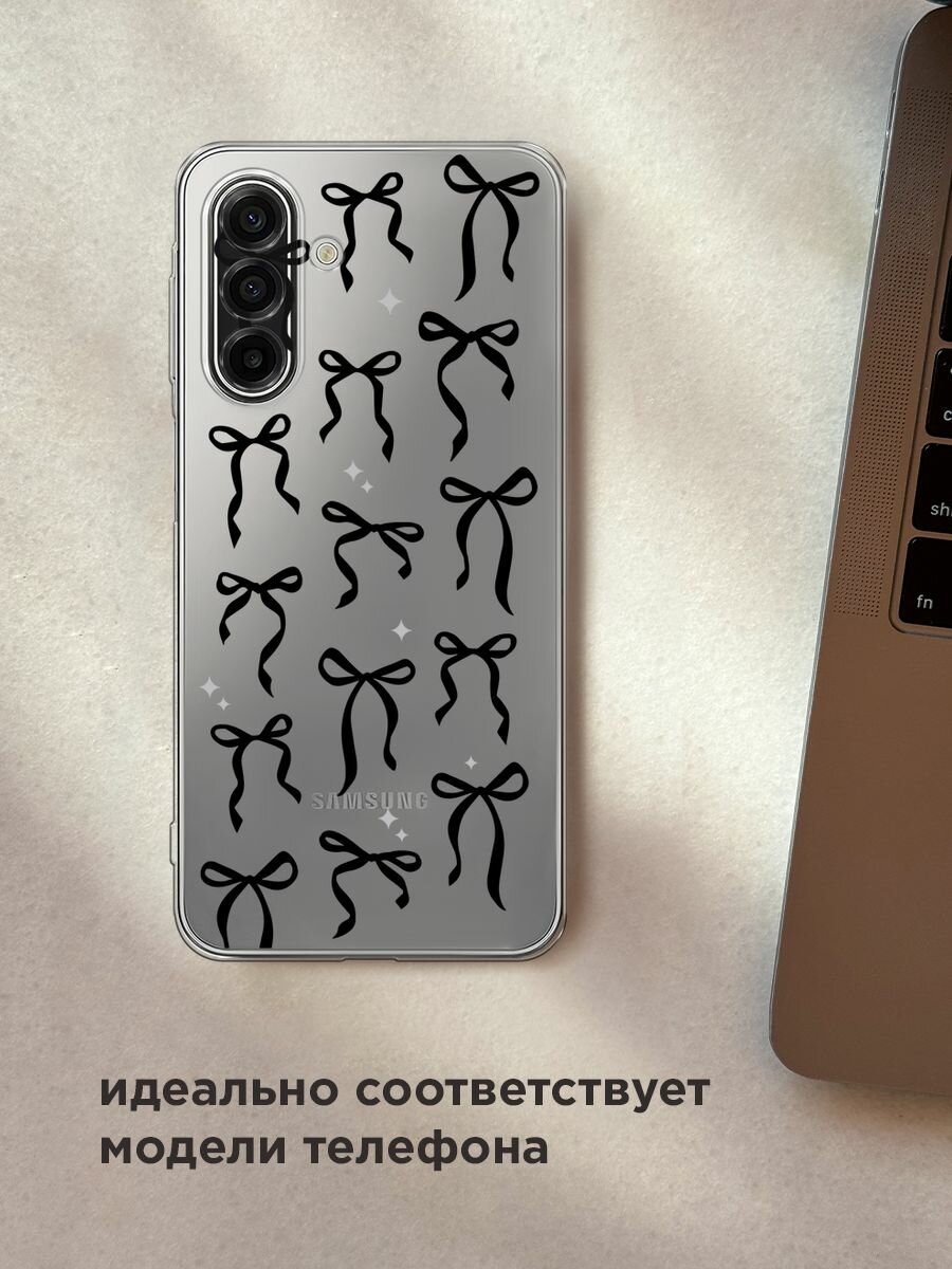 Чехол на Samsung Galaxy A17 / Самсунг А17 с принтом "Black bows", прозрачный — фото 1