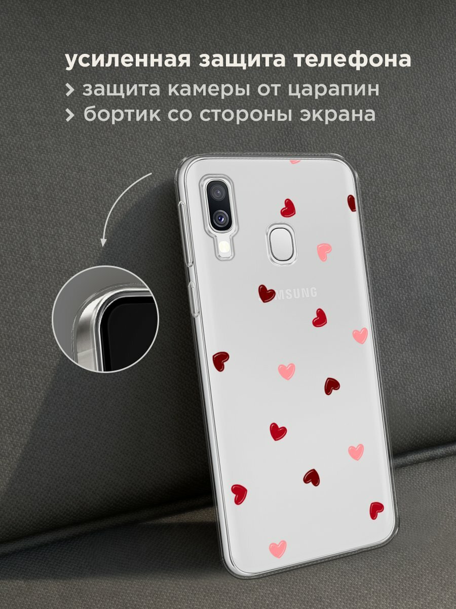 Чехол на Samsung Galaxy A40 / Самсунг Галакси А40 с принтом "Бордовые сердечки 2" — фото 1