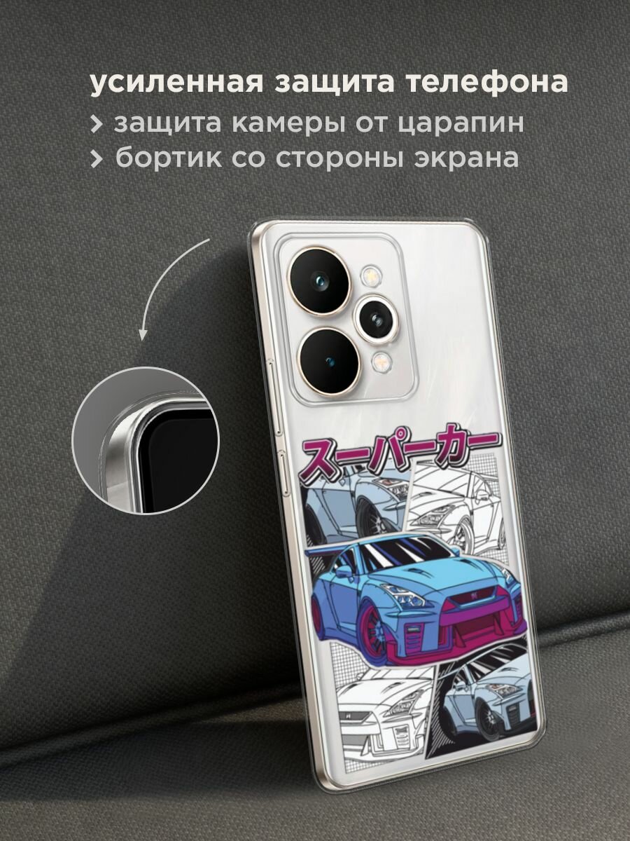 Чехол на Realme 15 Pro / Реалми 15 Про с принтом "JDM коллаж", прозрачный — фото 1