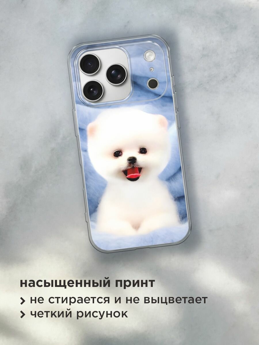 Чехол на Apple iPhone 17 Pro / Айфон 17 Про с принтом Белый пёсик — фото 1