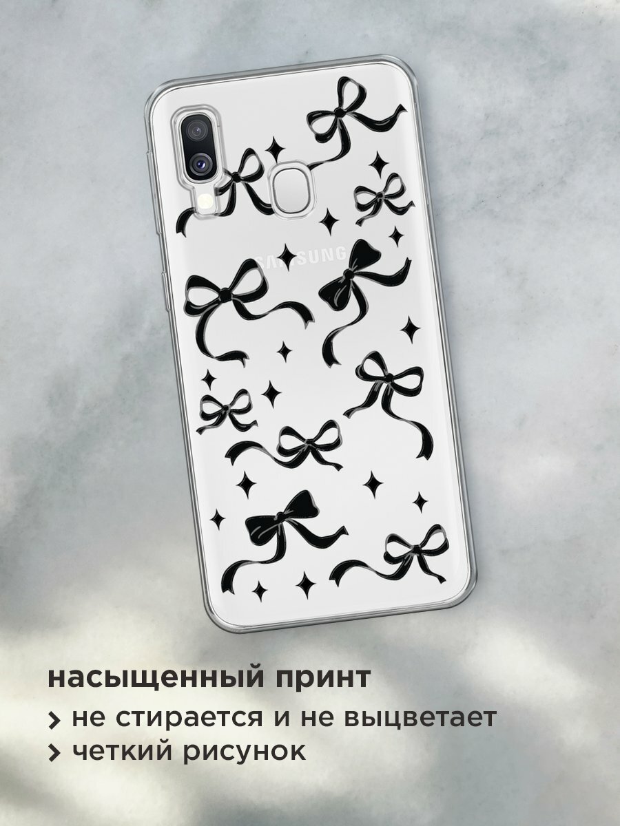 Чехол на Samsung Galaxy A40 / Самсунг Галакси А40 с принтом "Милые чёрные бантики 4" — фото 1