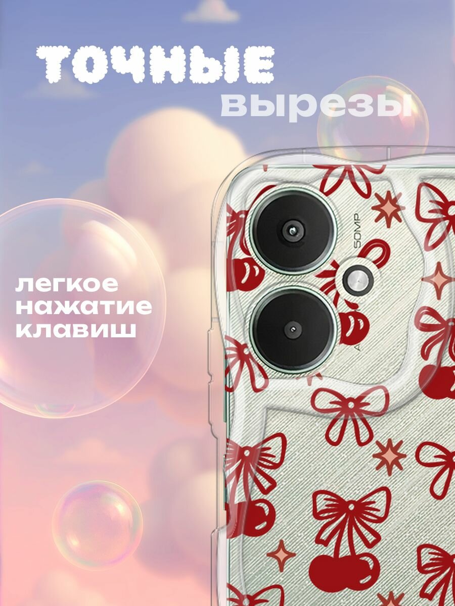 Чехол на Xiaomi Redmi 13C/Poco C65 / Редми 13C/Поко C65 с принтом "Вишня с бантиком" — фото 1