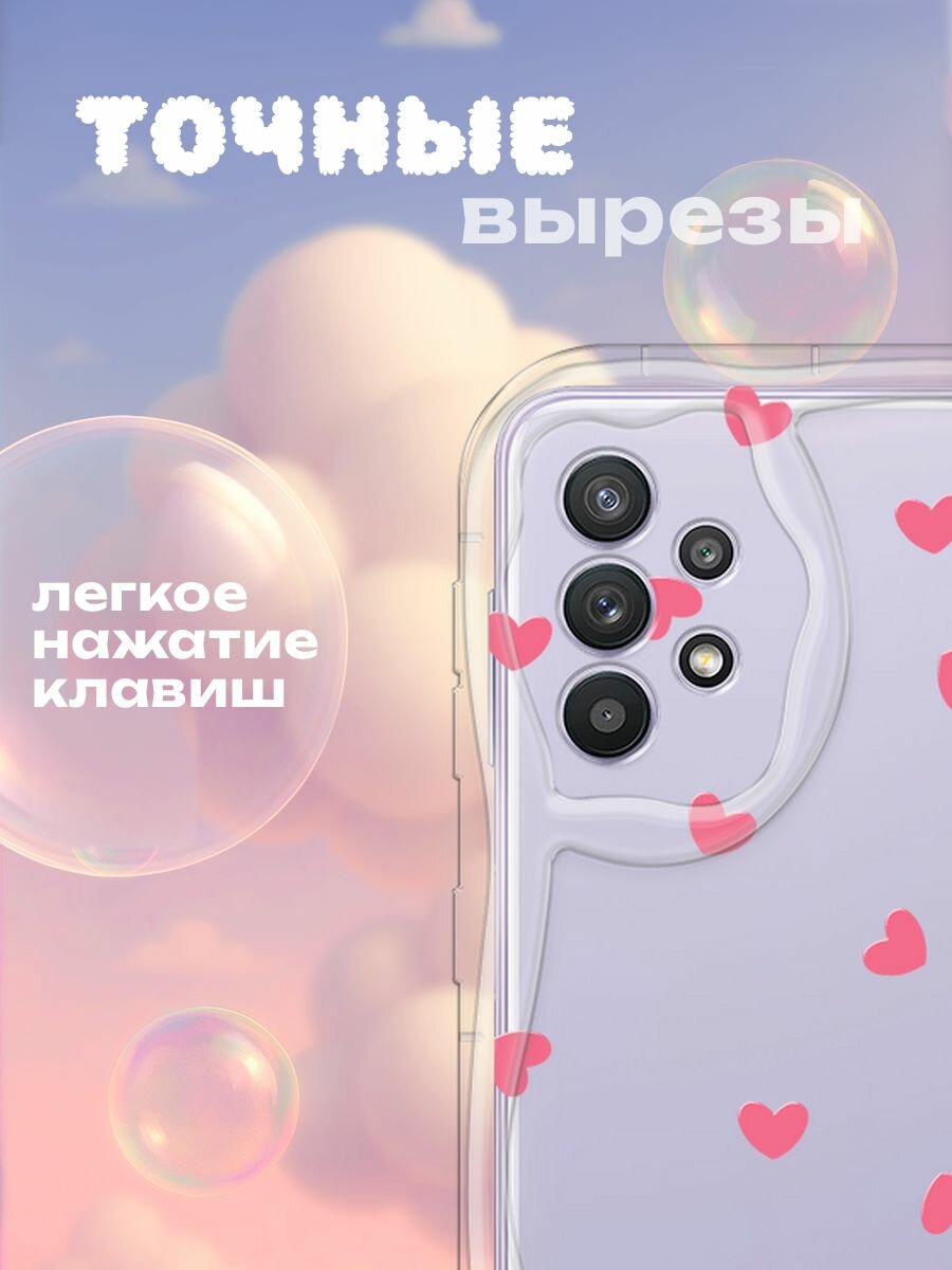 Чехол на Samsung Galaxy A32 / Самсунг А 32 с принтом Паттерн розовые сердечки — фото 1