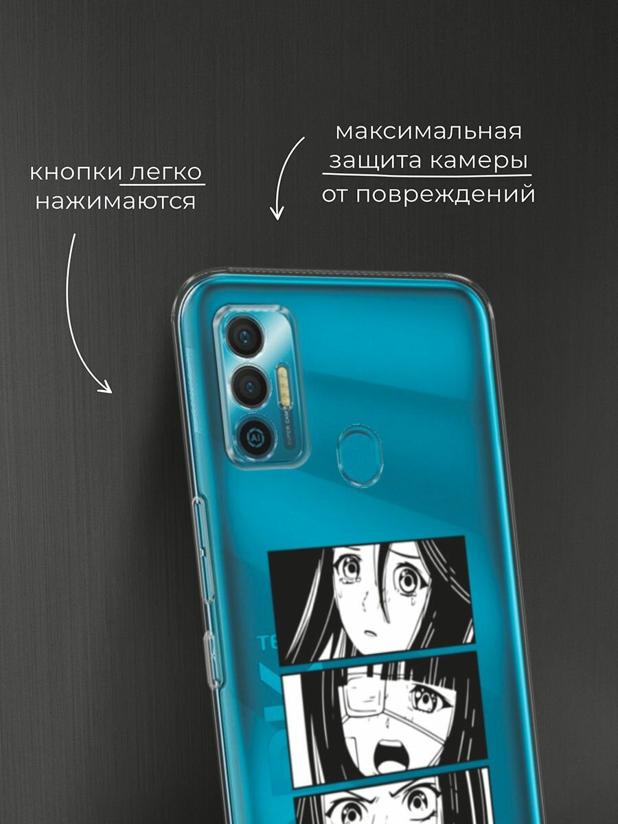 Чехол на Tecno Spark 7 / Техно Спарк 7 с принтом "Tokyo girls", прозрачный — фото 1