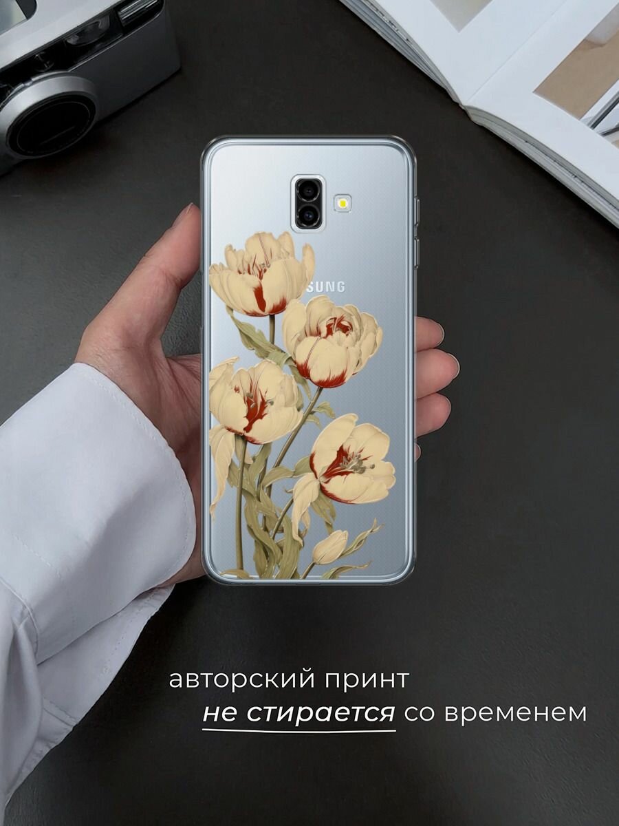 Чехол на Samsung Galaxy J6 + / Самсунг Галакси J6 Плюс 2018 с принтом "Бежевые бутоны" — фото 1