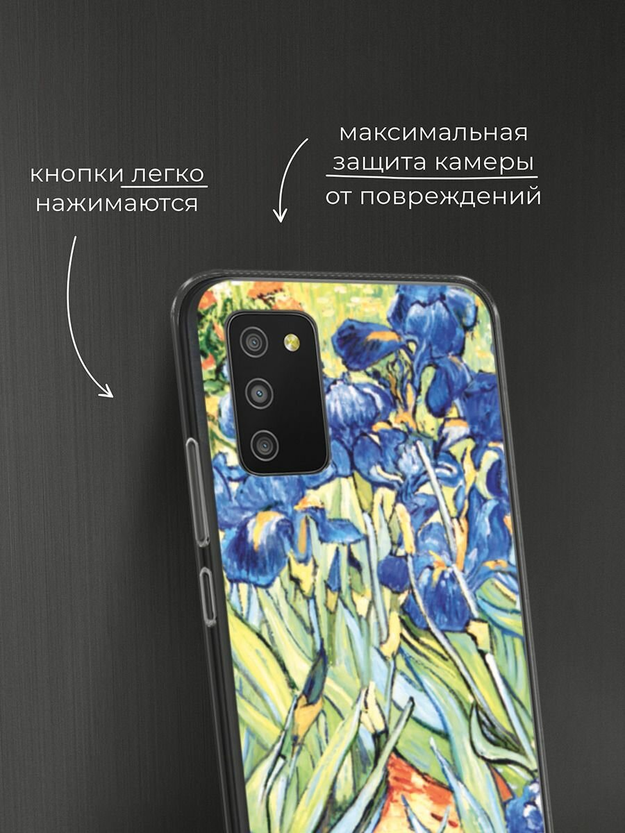 Чехол на Samsung Galaxy A02s / Самсунг Галакси A02s с принтом "Ирисы Ван Гог" — фото 1