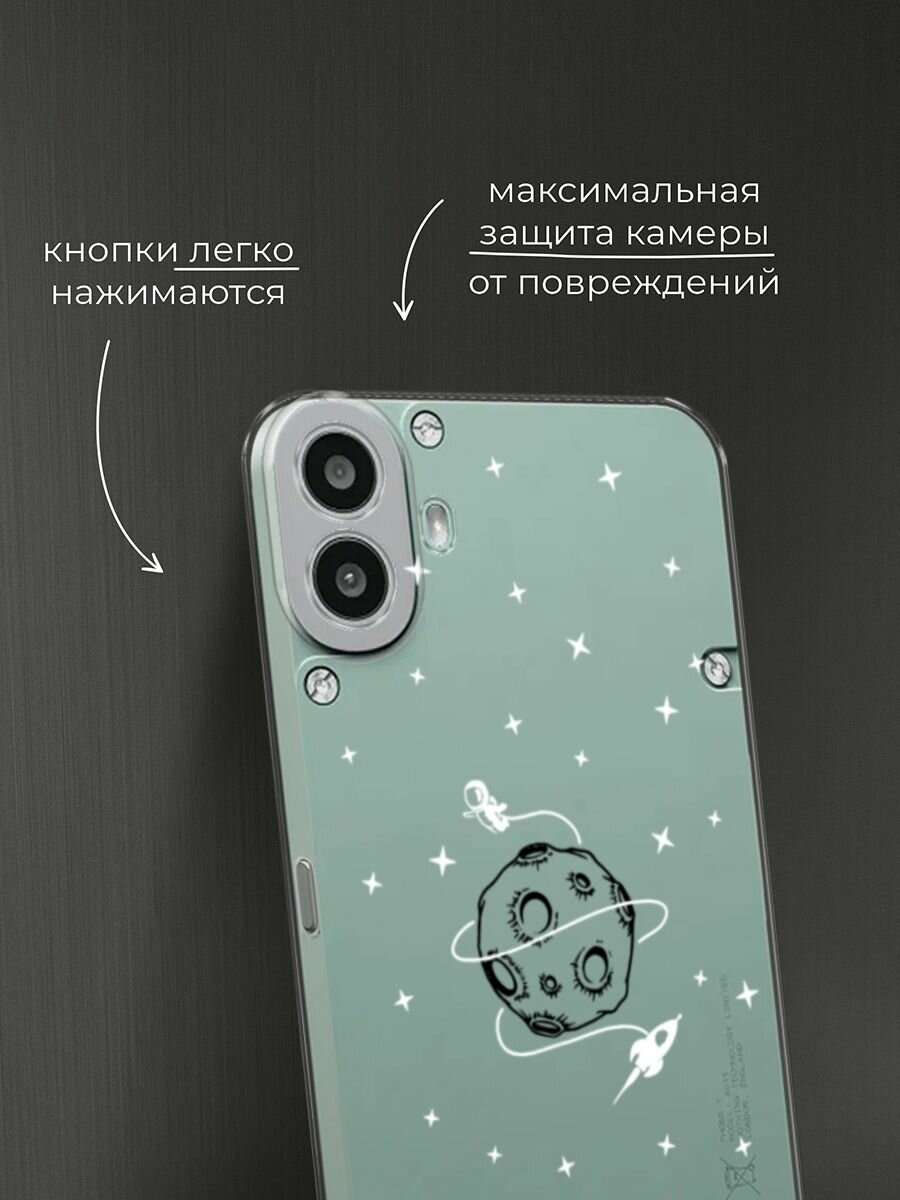 Чехол на CMF Phone 1 / CMF Фон 1 с принтом "Полет вокруг луны", прозрачный — фото 1