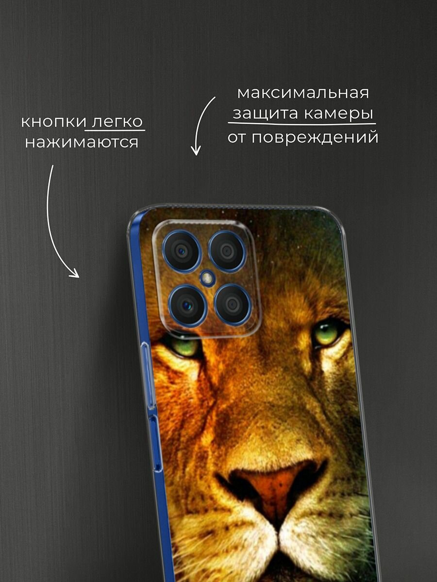 Силиконовый чехол на Honor X8 / Хуавей X8 с принтом "Лев арт 8" — фото 1