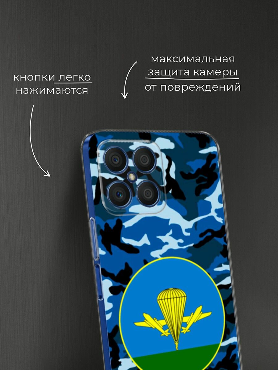 Силиконовый чехол на Honor X8 / Хуавей X8 с принтом "ВДВ камуфляж" — фото 1