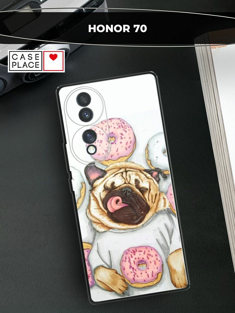 Силиконовый чехол на Honor 70 / Хонор 70 с принтом "Счастливый мопс"
