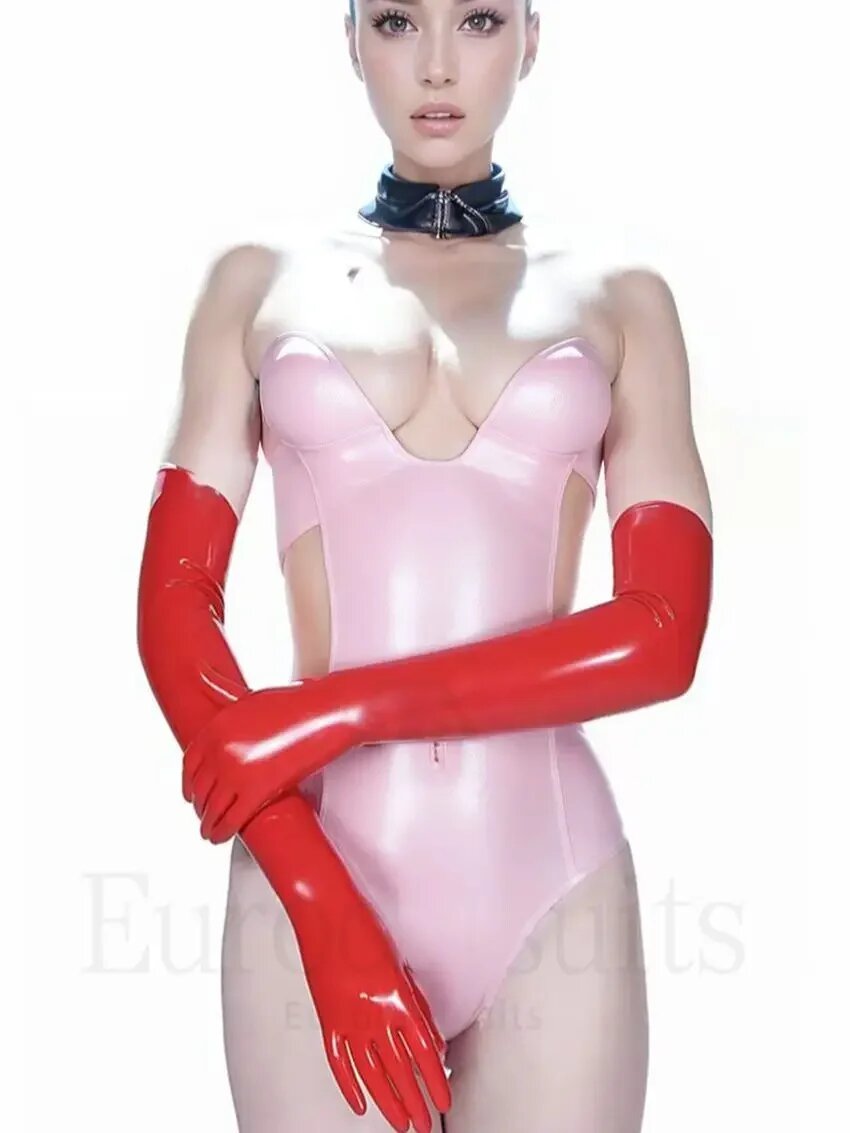 Латексное боди Eurocat Suits Розовый, S, long gloves red