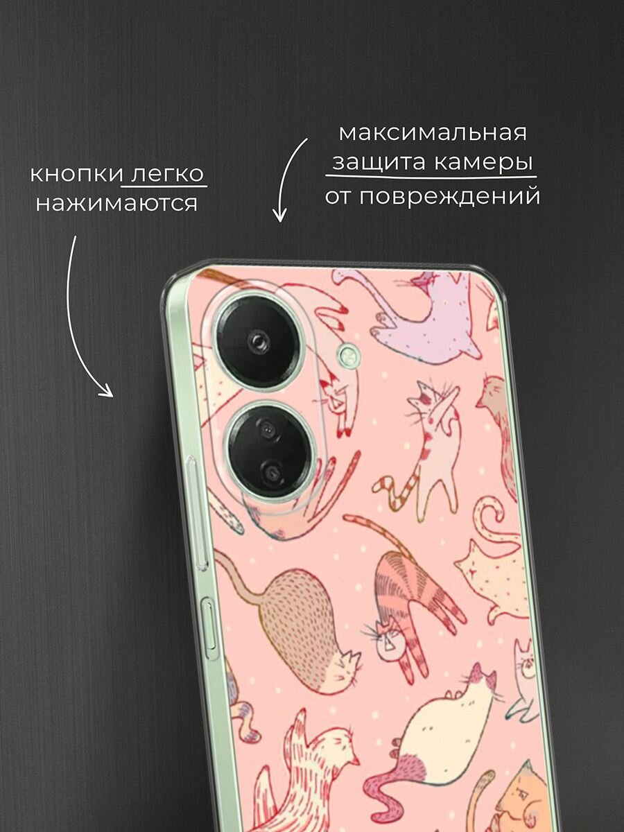 Чехол на Xiaomi Redmi 13C/Poco C65 / Сяоми Редми 13C/Поко С65 с принтом "Розовое счастье" — фото 1