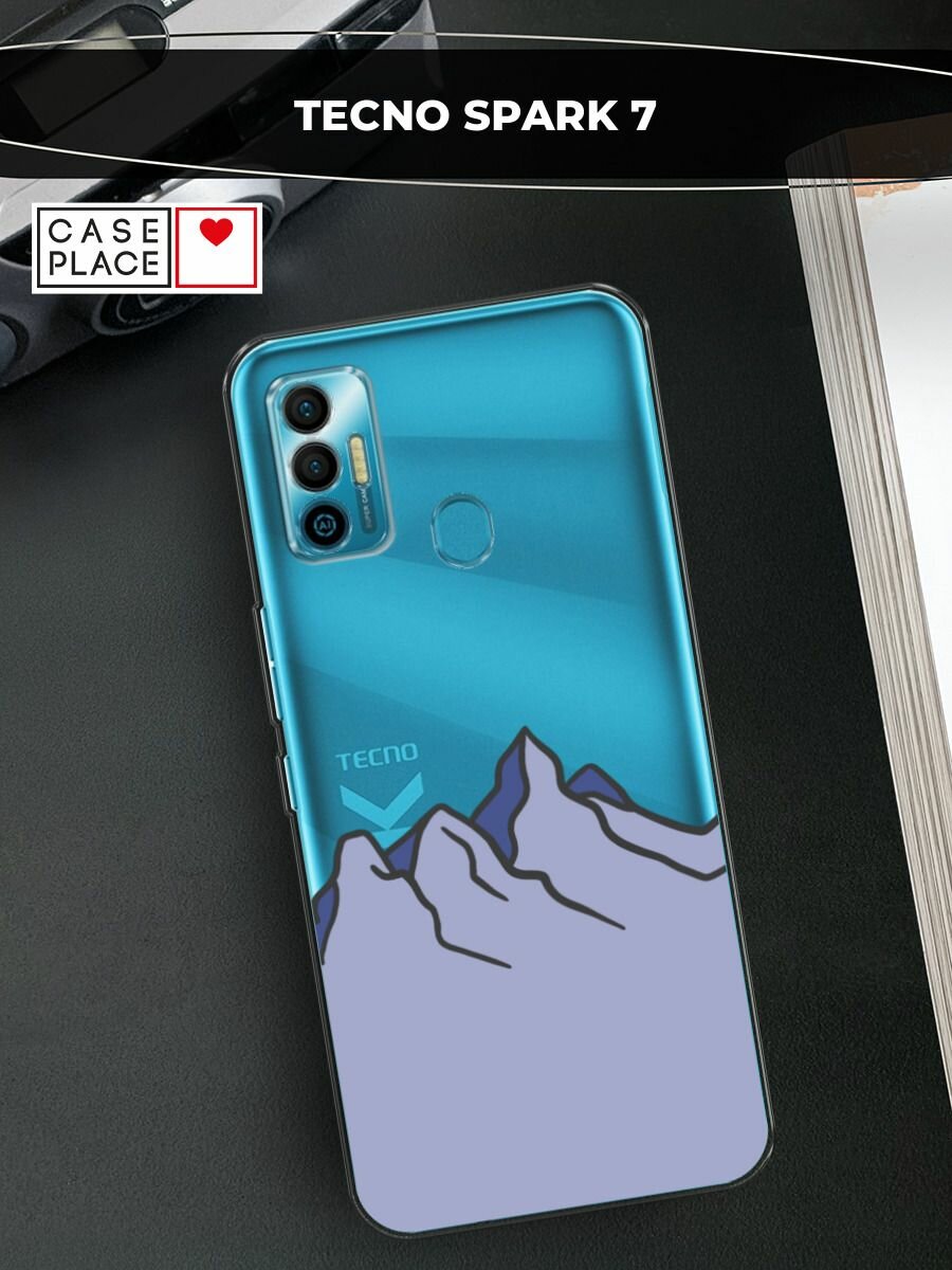 Чехол на Tecno Spark 7 / Техно Спарк 7 с принтом "Гора", прозрачный