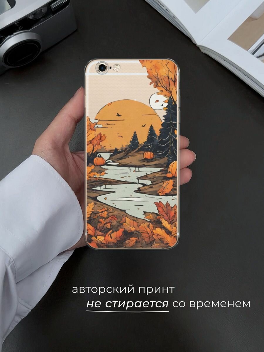 Чехол на Apple iPhone 6 Plus/6S Plus / Айфон 6 Плюс/Айфон 6С Плюс с принтом "Осенний лесной уголок", прозрачный — фото 1