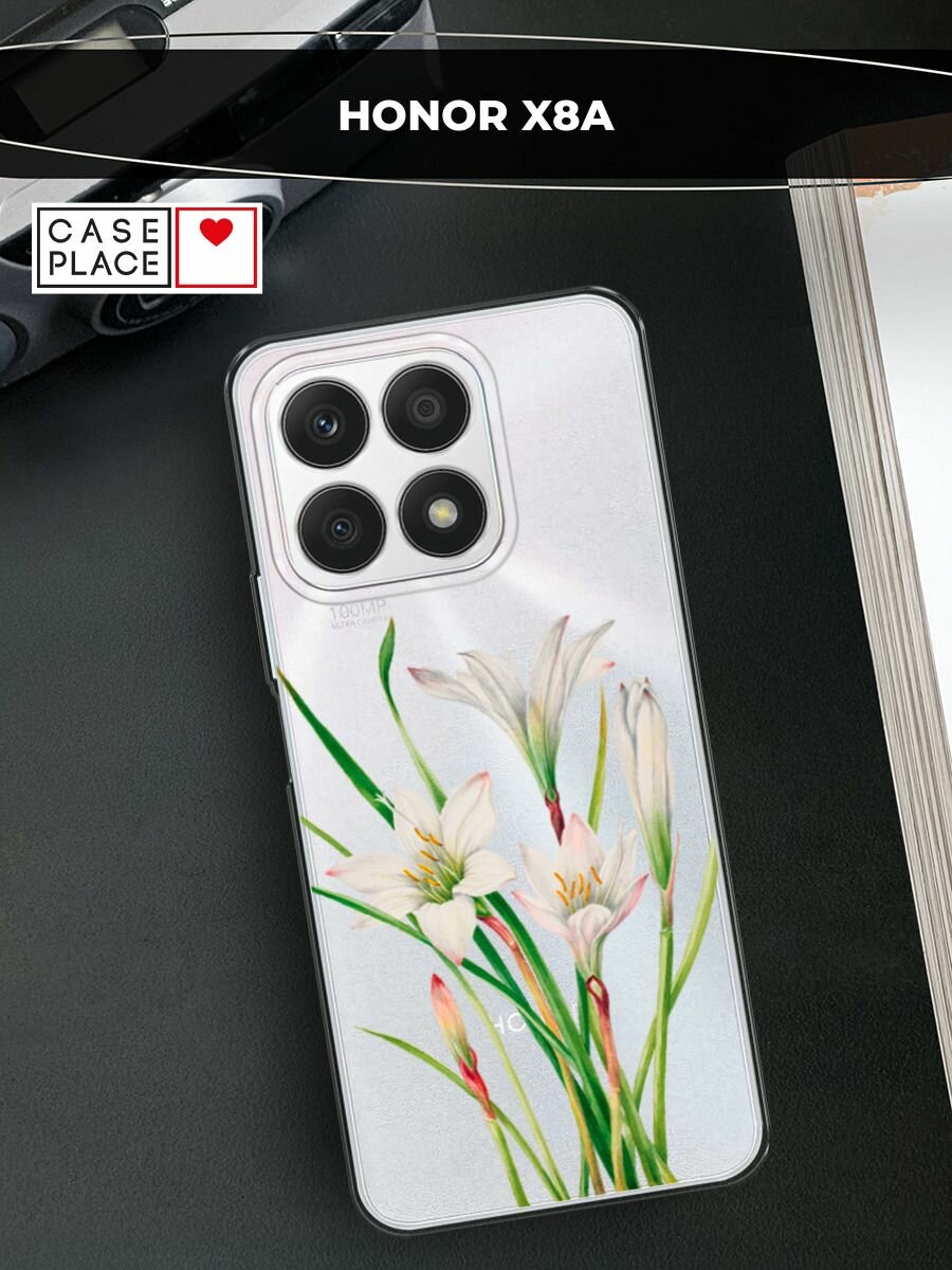 Чехол на Honor X8A / Хонор X8A с принтом "White lily", прозрачный