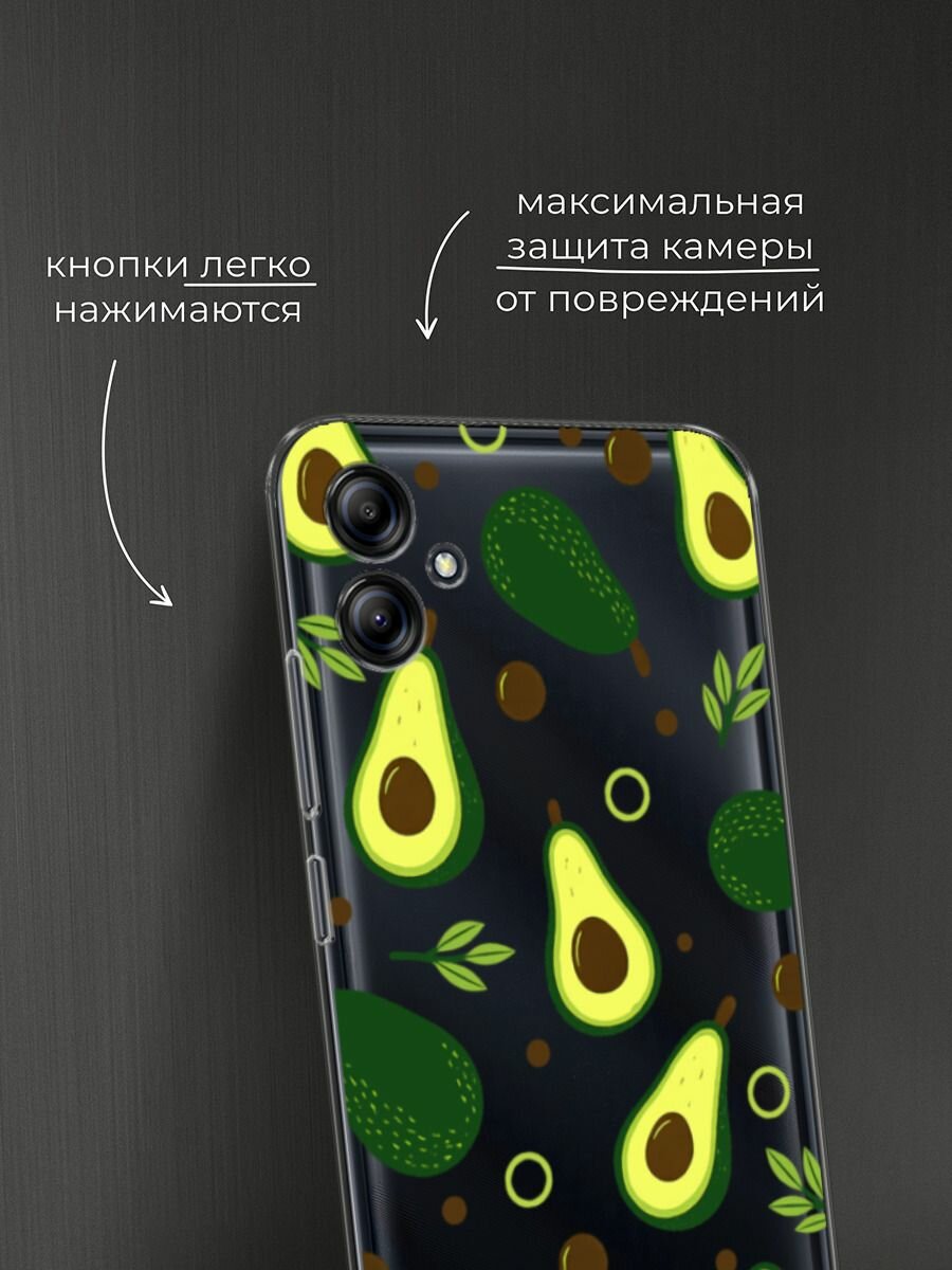 Чехол на Samsung Galaxy A04e / Самсунг A04e с принтом "Авокадо паттерн", прозрачный — фото 1
