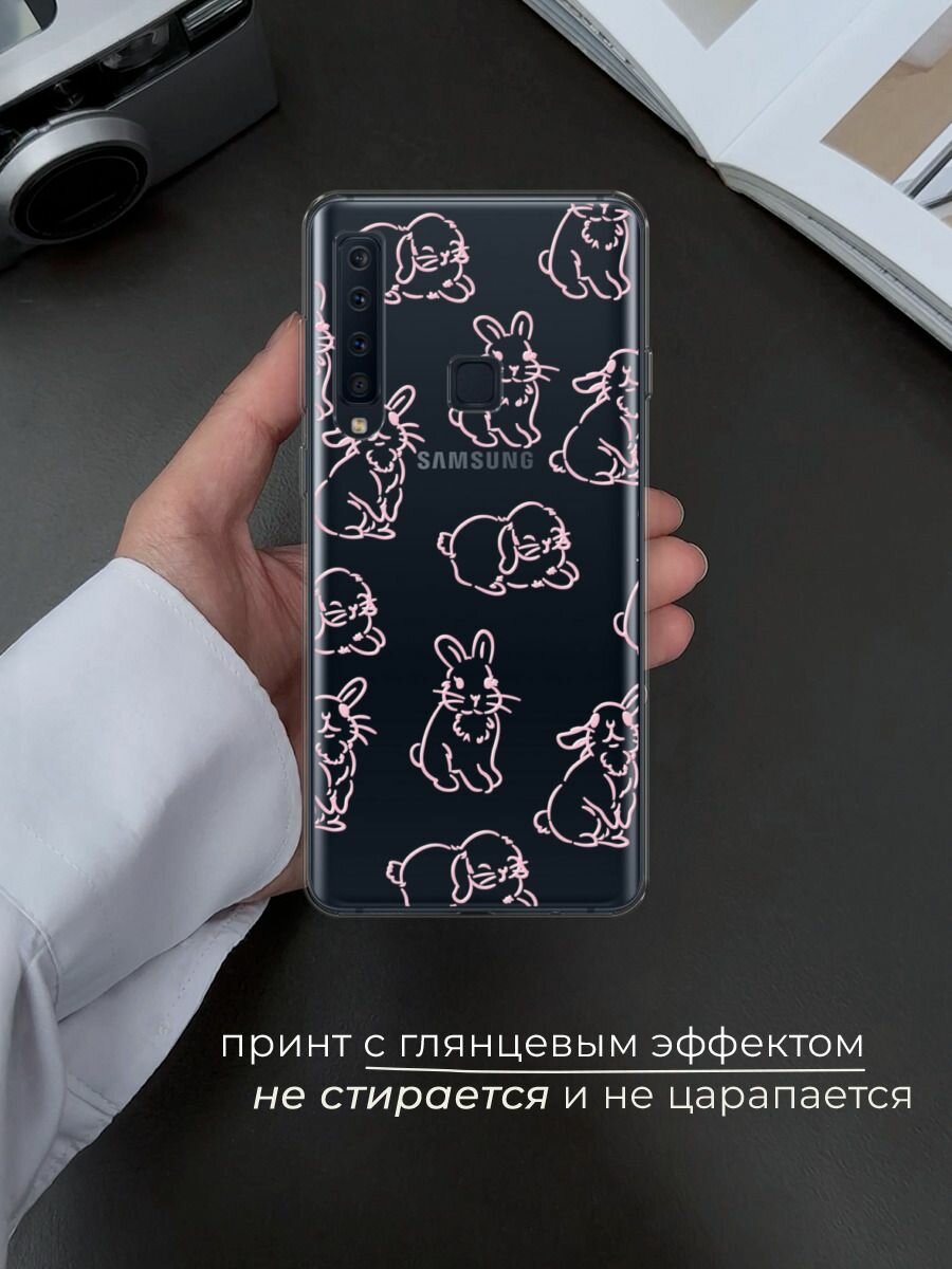 Чехол на Samsung Galaxy A9 2018 / Самсунг Галакси А9 2018 с принтом "Розовый ситует кролика 2" — фото 1