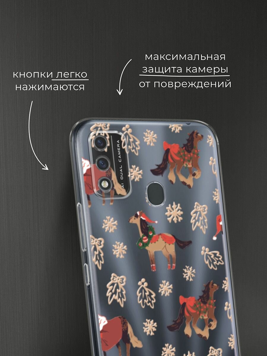 Чехол на Itel A48 / Ител А48 с принтом "Новогодние лошадки 2" — фото 1
