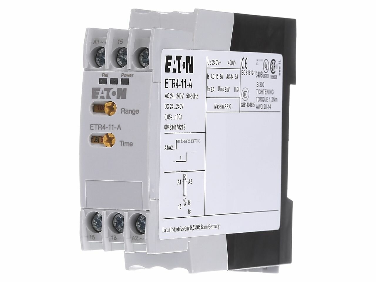Реле времени 0,05 . 36000 с переменного тока 24 . 240 В ETR4-11-A – Eaton – 031882 – 4015080318828