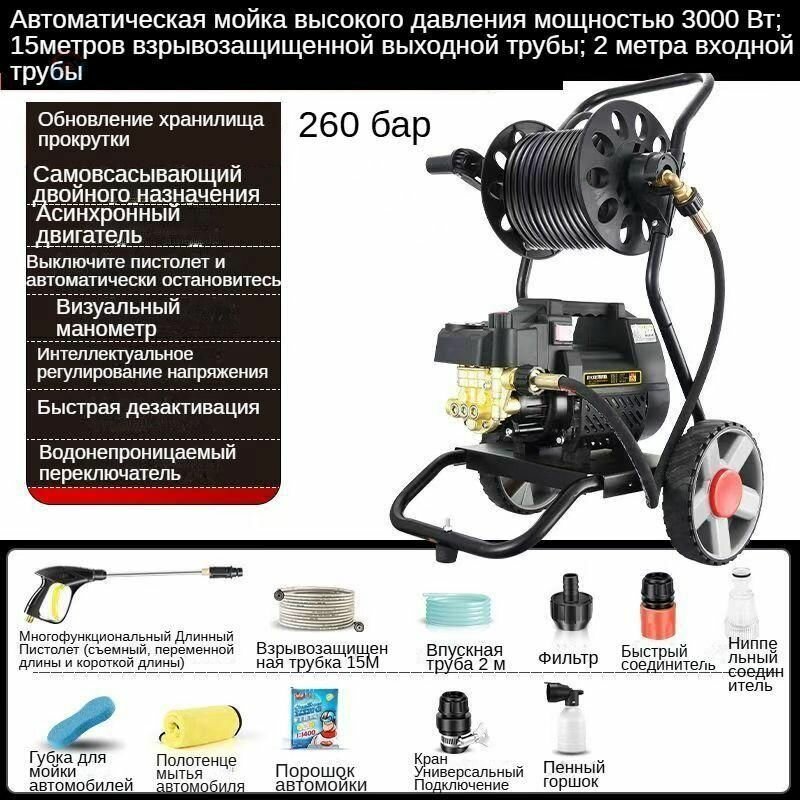 Минимойка высокого давления 2680 Вт, 250 бар, мойка для автомобиля, дачи и гаража, бензиновая мойка Huter, мощная автомойка для быстрой и качественной очистки