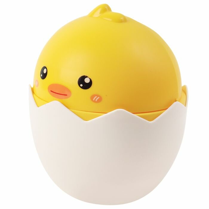 Ёмкость настольная для мусора "Цыплёнок в яйце" бело-желтая