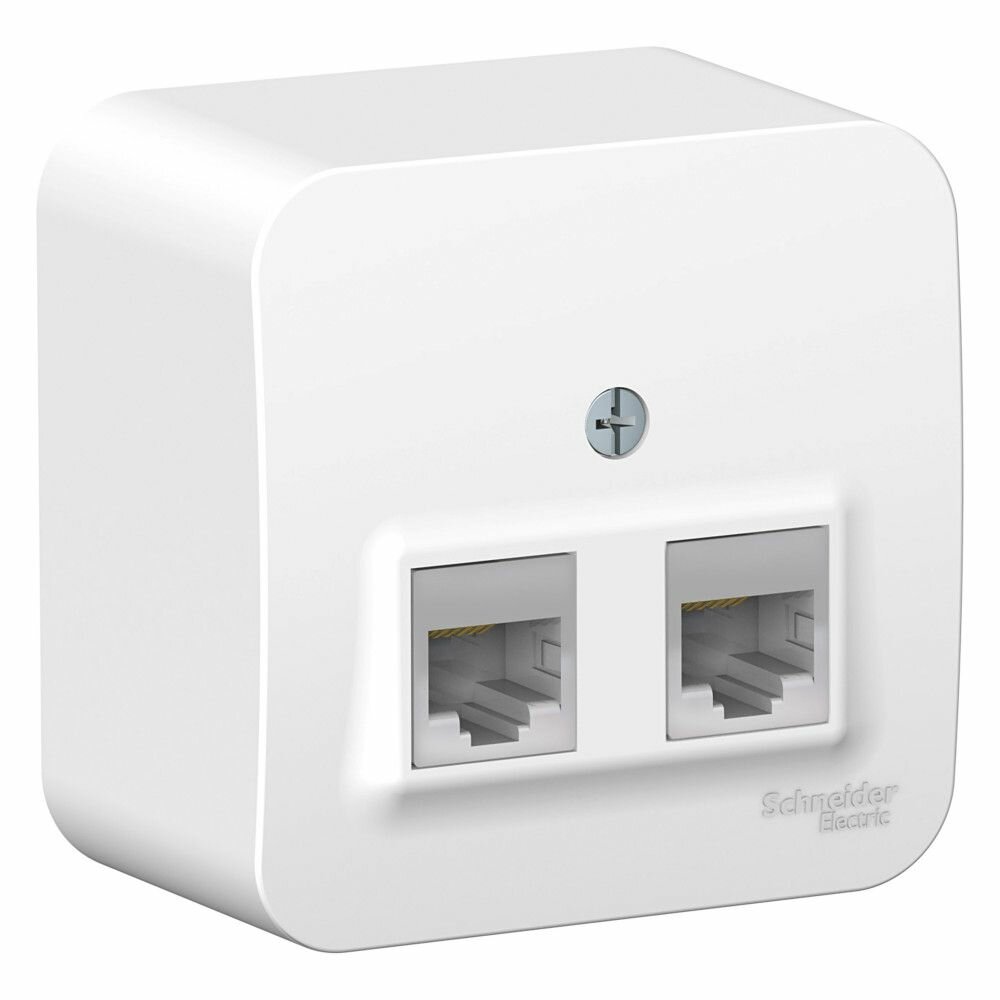Розетка Systeme Electric Blanca, наружная, двойная, компьютерная, RJ45, категория 5e, с изолирующей пластиной, белая