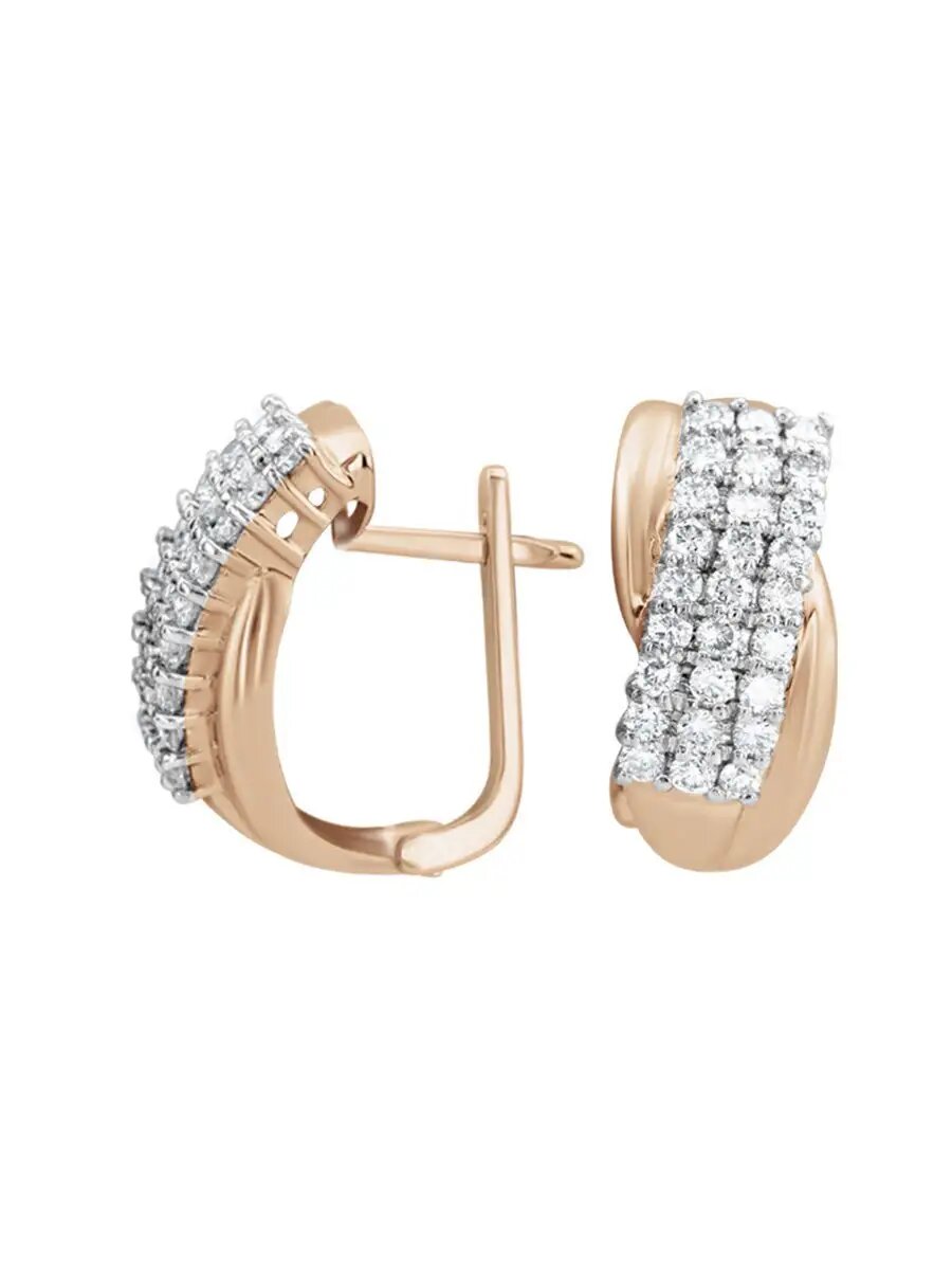 Серьги, красное золото, 585 проба, бриллиант