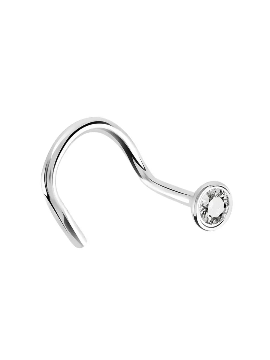 Пирсинг в нос, серебро, 925 проба, родирование, фианит