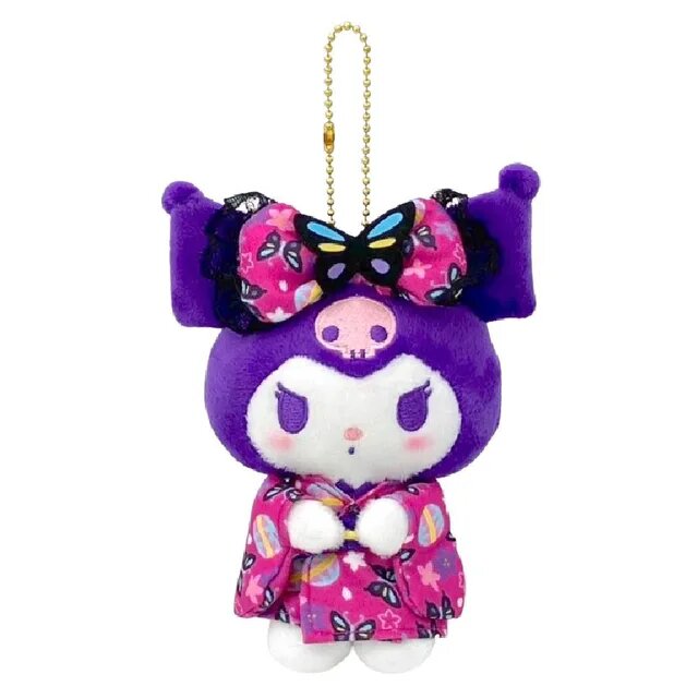 Кимоно Sanrio серии Cherry Blossom Kuromi Hello Kitty для девочек, плюшевая подвеска, милая кукла-собачка цвета корицы, брелок, украшение, подарок, Высота: около 12 см