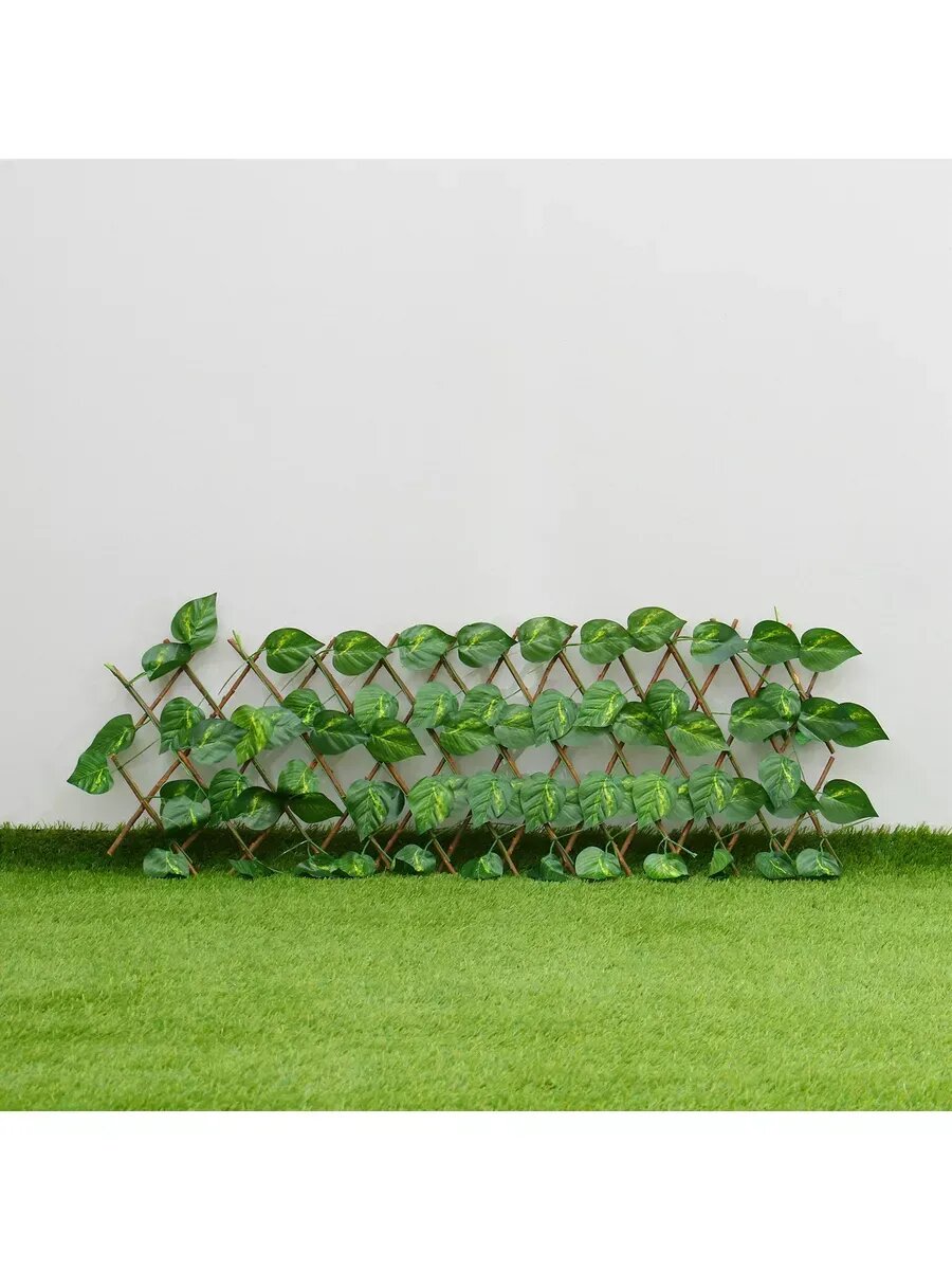 Декоративный заборчик садовый с листьями березы 110 х 40 см