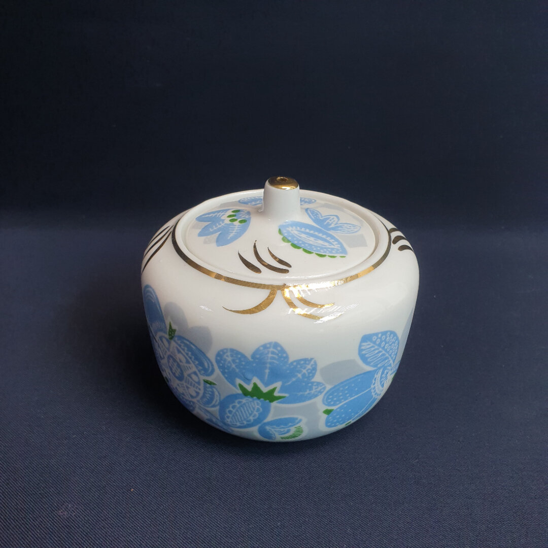 Сахарница, Вербилки, деколь, позолота, 500 мл. Винтаж, СССР.