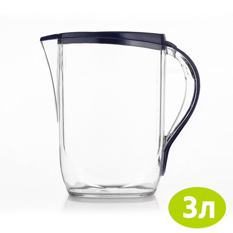 Кувшин, синий, материал ПП, 3 литра, 26 cm x 25.8 cm x 9.8 cm