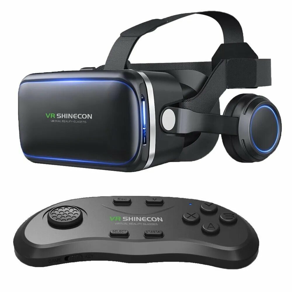 Очки виртуальной реальности 3D VR с наушниками и геймпадом, полноэкранный иммерсивный опыт для смартфонов