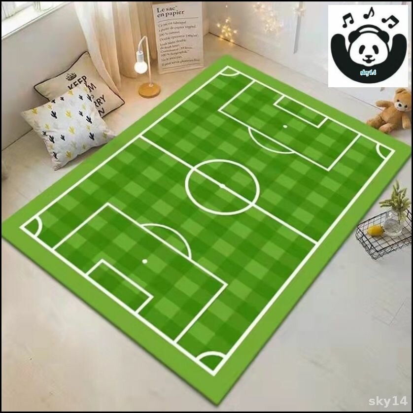 Эксклюзивный ковер 120x160 см с бархатным ворсом и принтом футбольного поля для гостиной